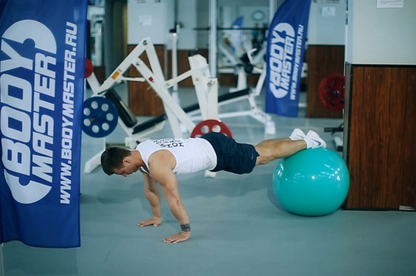Push-Ups With Feet On An Exercise Ball — how to do it, video of ...